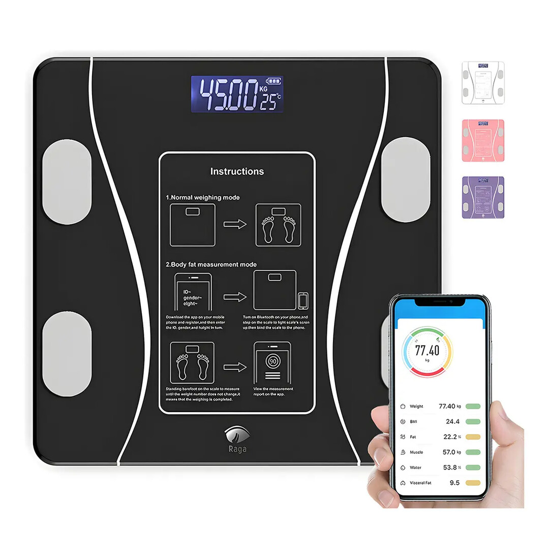 Báscula Electrónica Bluetooth Digital Inteligente De Baño color negro ...